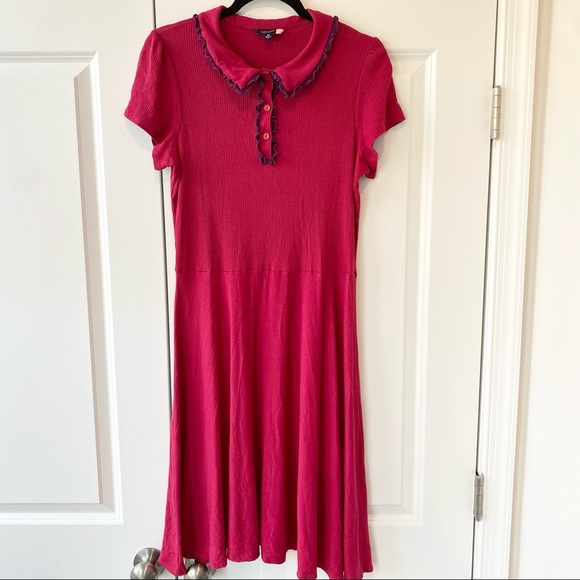 Modcloth | Dresses | Modcloth Delightfully Tidy Polo Dress Magenta X ...